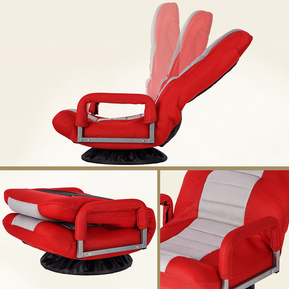 TOPMAX Folding Rocker Gaming Chair Red + Gray