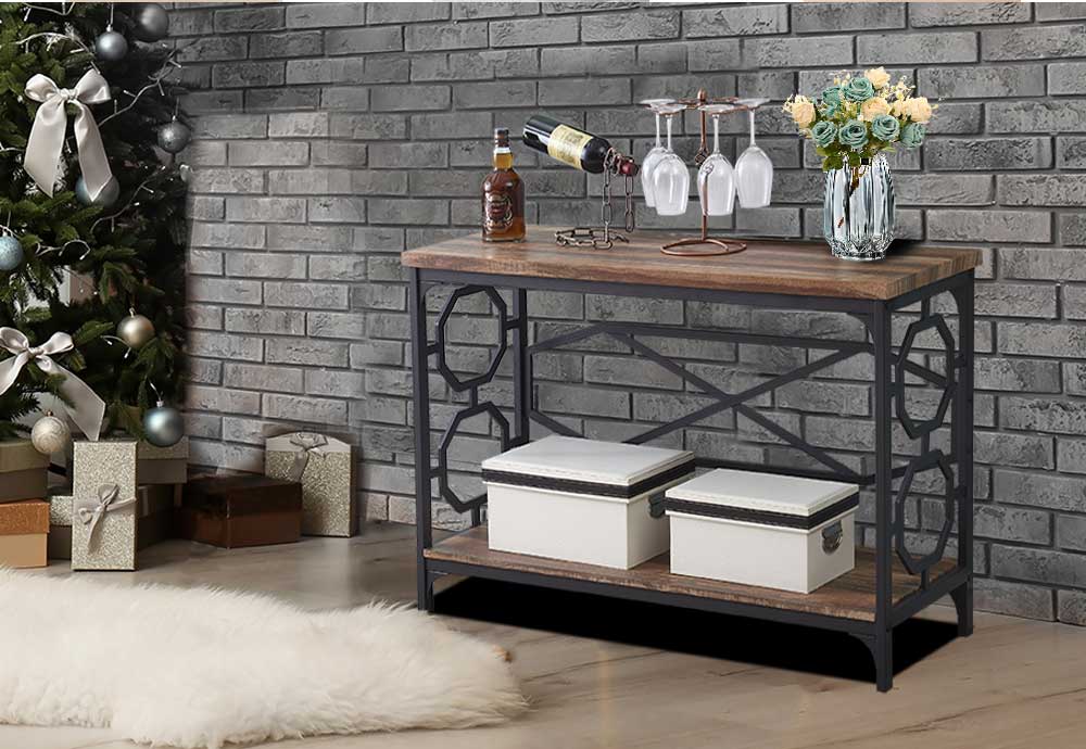 Home Office Corridor Entrance Console Table Storage Shelf Beige