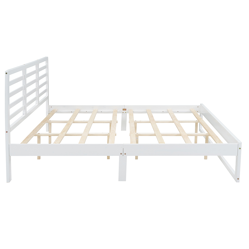 King Size Wooden Bed Frame Simple Modern Design White