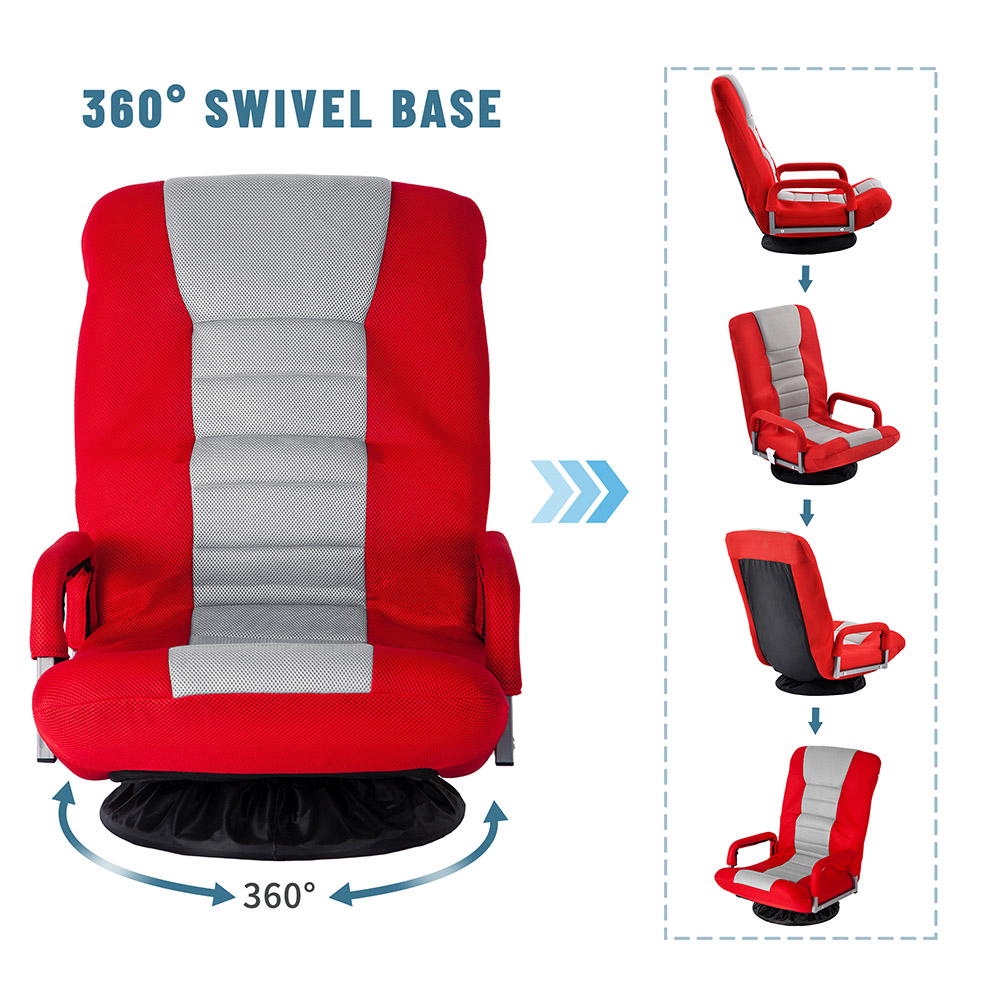 TOPMAX Folding Rocker Gaming Chair Red + Gray