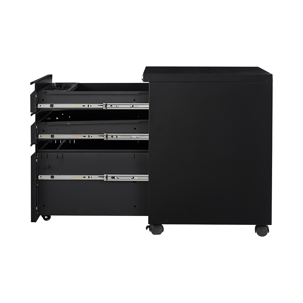Home Office Steel Removable File Cabinet with 3 Drawers Black