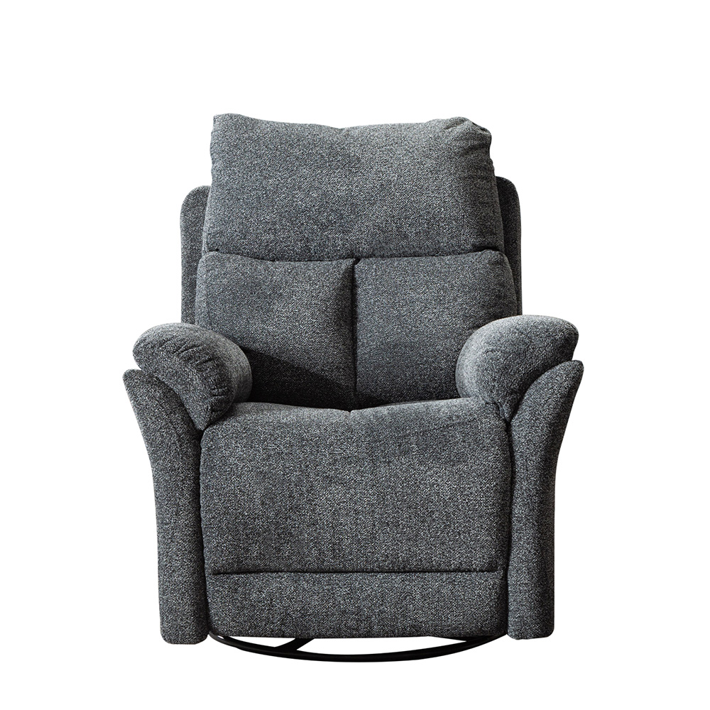 1-seat Swivel Rocker Fabric Recliner Smoke Grey