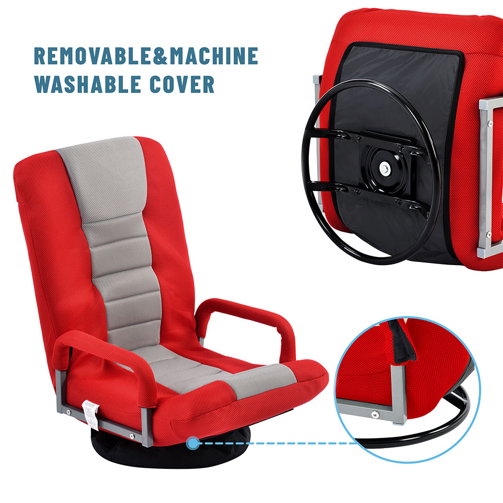 TOPMAX Folding Rocker Gaming Chair Red + Gray