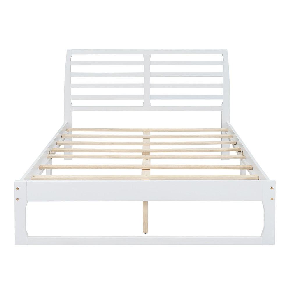 Full Size Wooden Bed Frame Simple Modern Design White