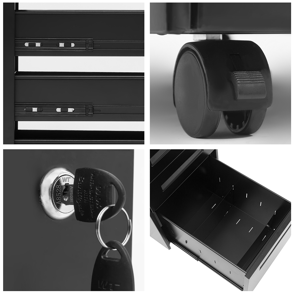 Home Office Steel Removable File Cabinet with 3 Drawers Black