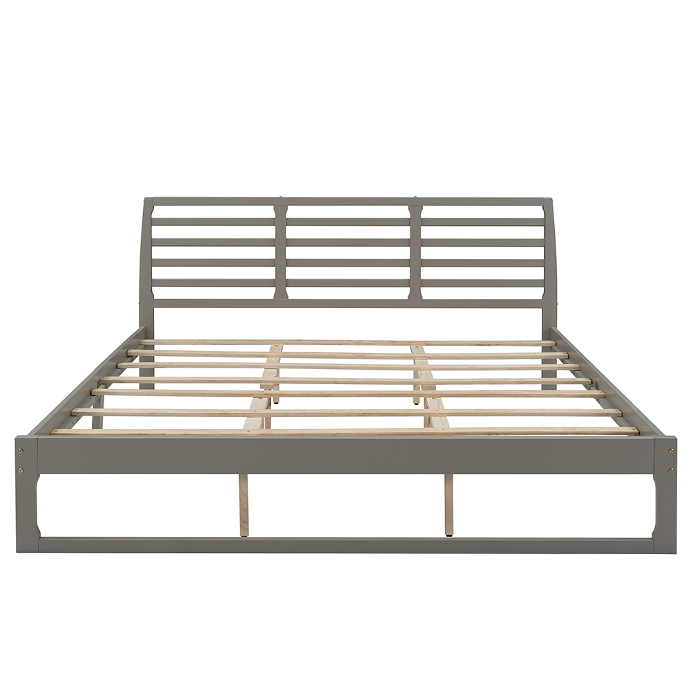 King Size Wooden Bed Frame Simple Modern Design Gray