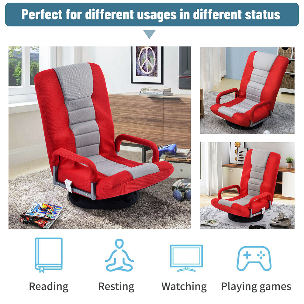 TOPMAX Folding Rocker Gaming Chair Red + Gray