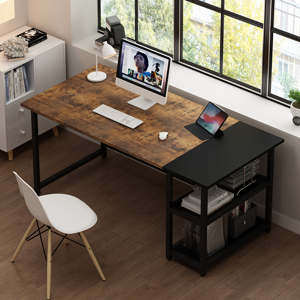 Home Office 55" Modern Splice Style Computer Desk Black