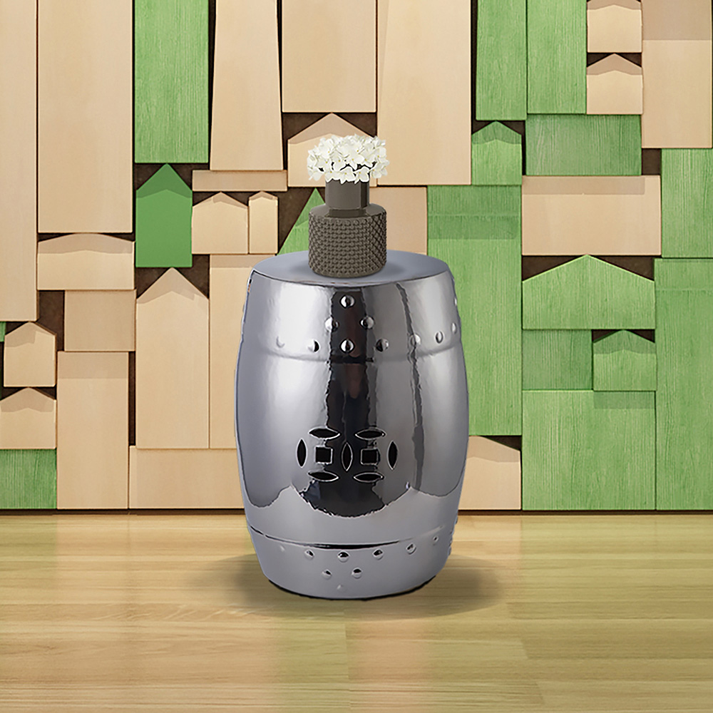 Outdoor Multifunctional Ceramic Stool Silver