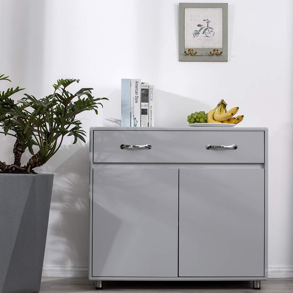 MDF Waterproof Storage Cabinet with 1 Drawers and 3 Doors Grey