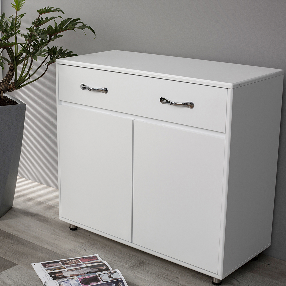 MDF Waterproof Storage Cabinet with 1 Drawers and 3 Doors White