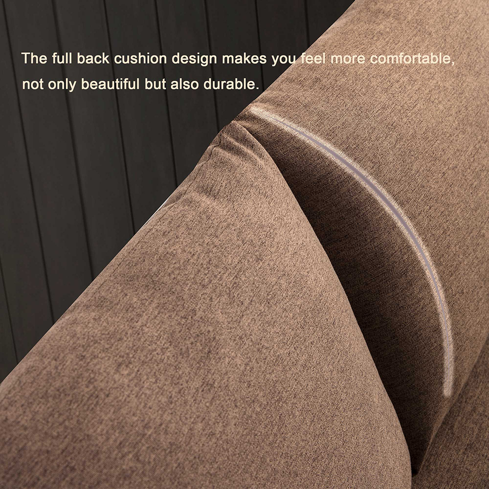 2-Seat Polyester Fabric Upholstered Sofa with 2 Back Cushions Brown