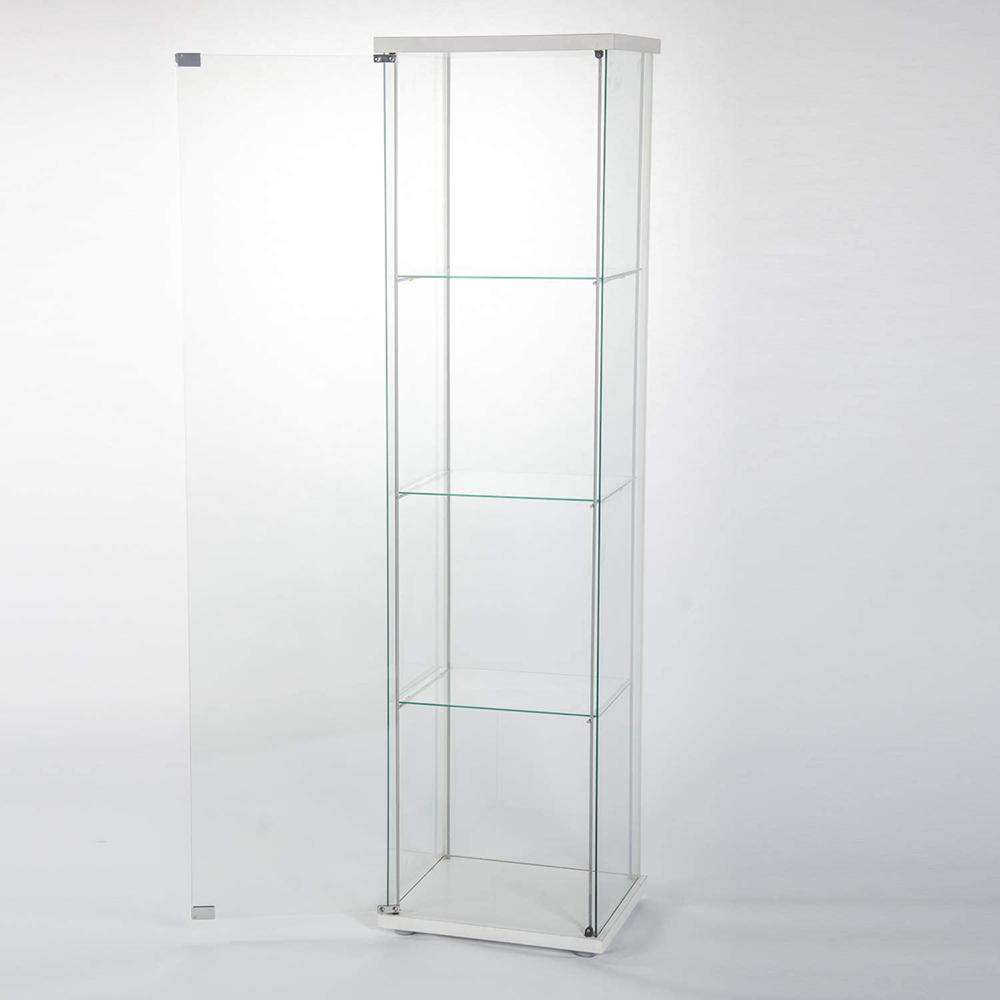 64" Glass Collection Display Cabinet with 4-layer Shelf White