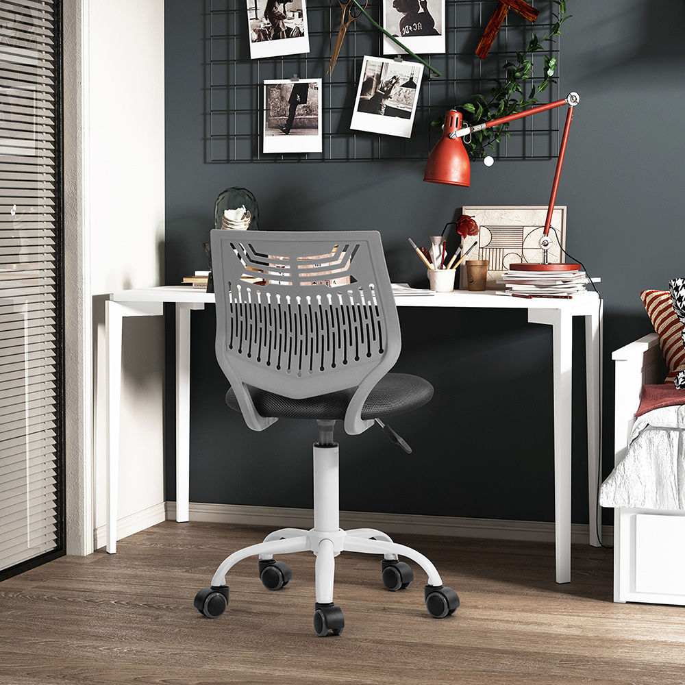 Home Office Plastic Mesh Rotatable Chair Height Adjustable Gray