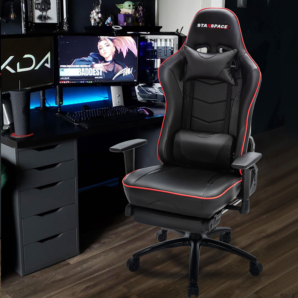 STARSPACE PU Leather Rotatable Massage Gaming Chair Black