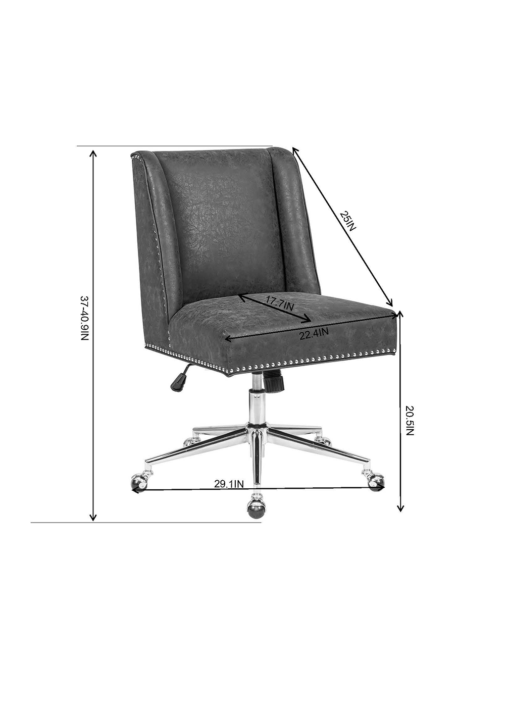 Modern Leisure PU Upholstered Swivel Chair Height Adjustable Black