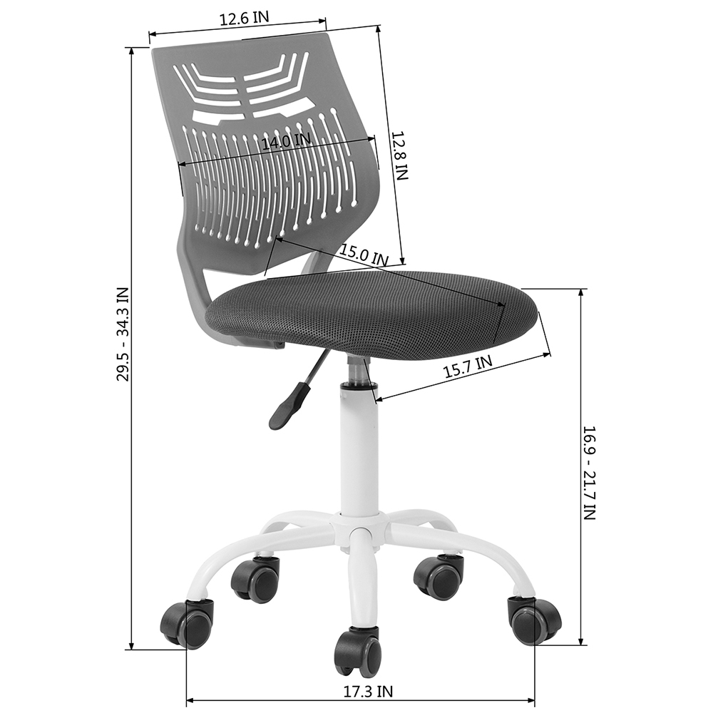 Home Office Plastic Mesh Rotatable Chair Height Adjustable Gray