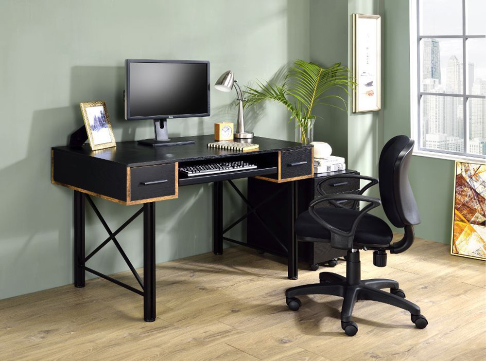 ACME Settea Computer Desk with 2 Storage Drawers Black