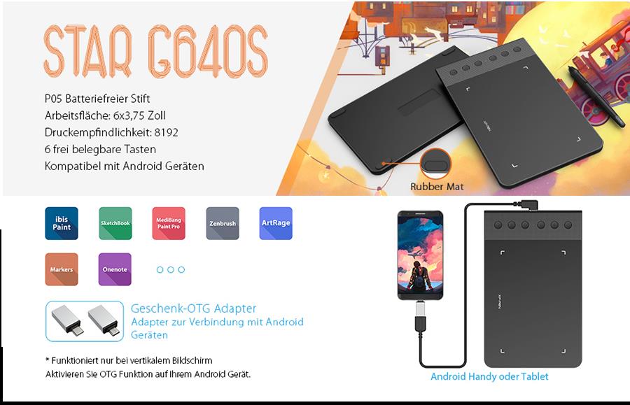 XP-PEN Star G640S Graphic Tablet with 6.5 x 4 Inch Work Surface Black