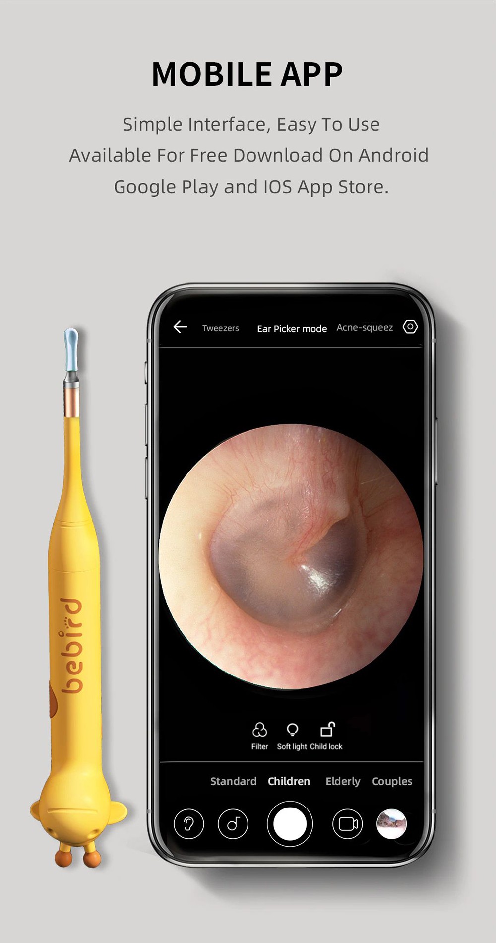 Bebird D3 Pro Ear Cleaner Yellow