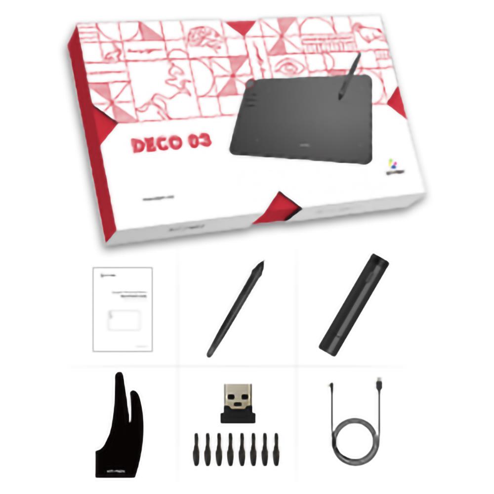 XP-PEN Deco 03 Graphic Tablet with 10 x 5.62 Inch Work Surface Black