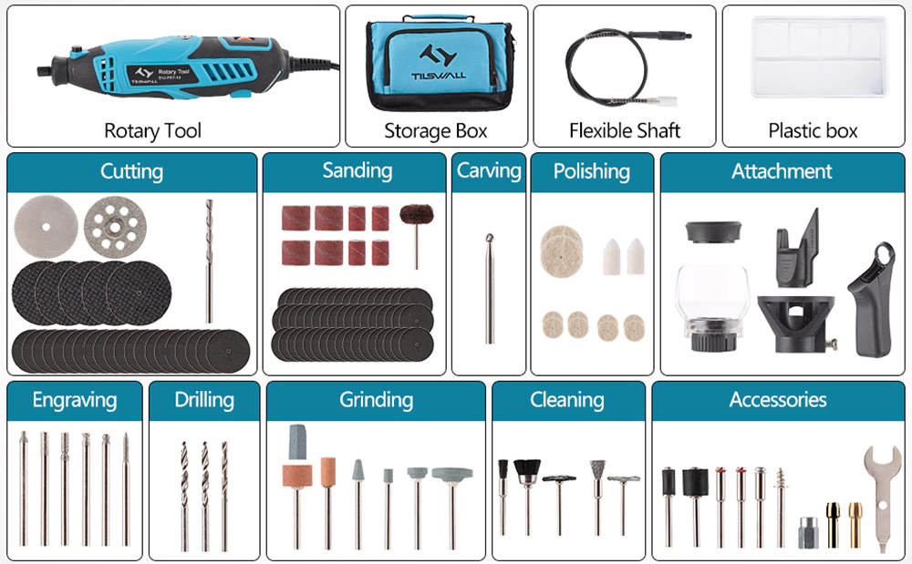 Tilswall 160W Variable Speed Rotary Multi Tool Kit