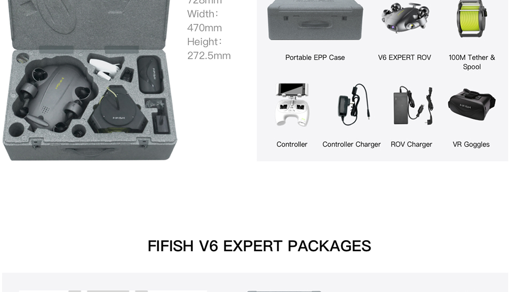 FIFISH V6 EXPERT Robot Multi-functional Underwater Drone M100 Package