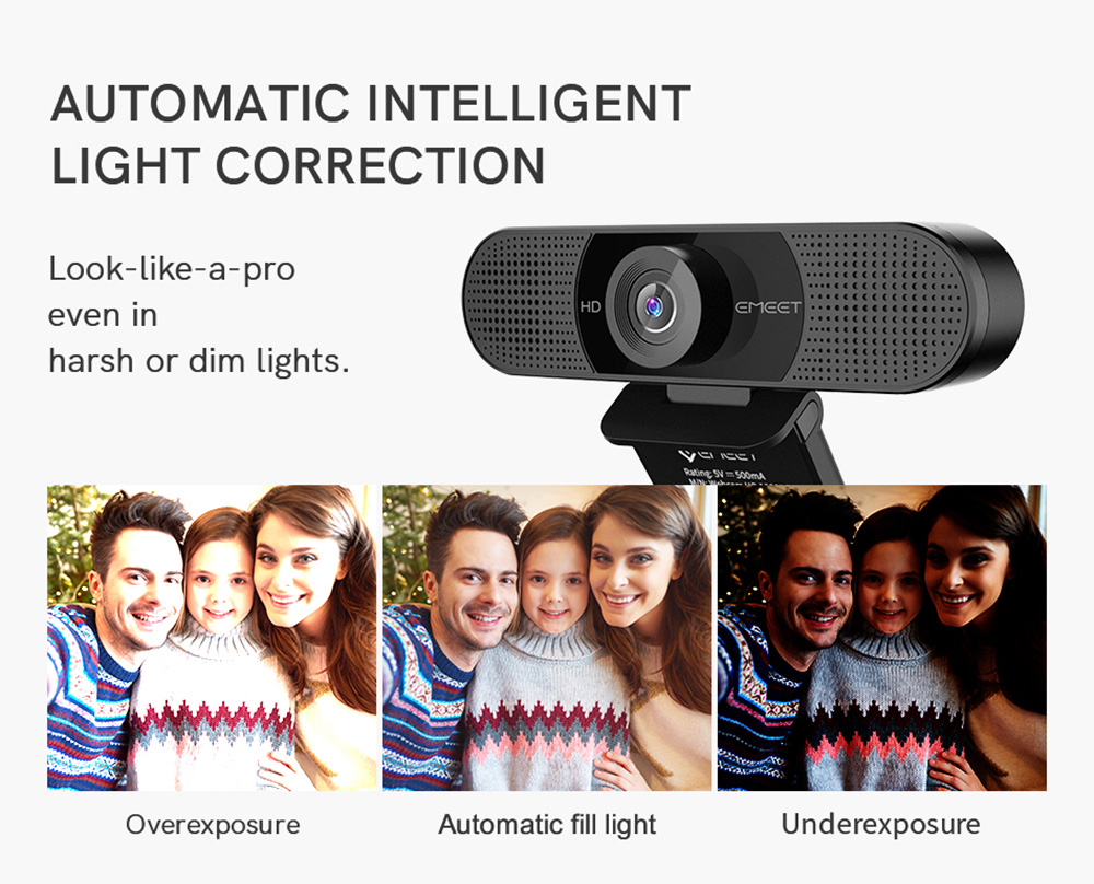 eMeet C960 1080P Webcam with Privacy Cover Black