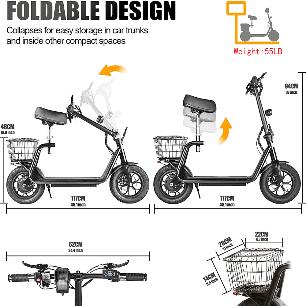 Spetime S5 Pro Electric Scooter 500W Motor - Black