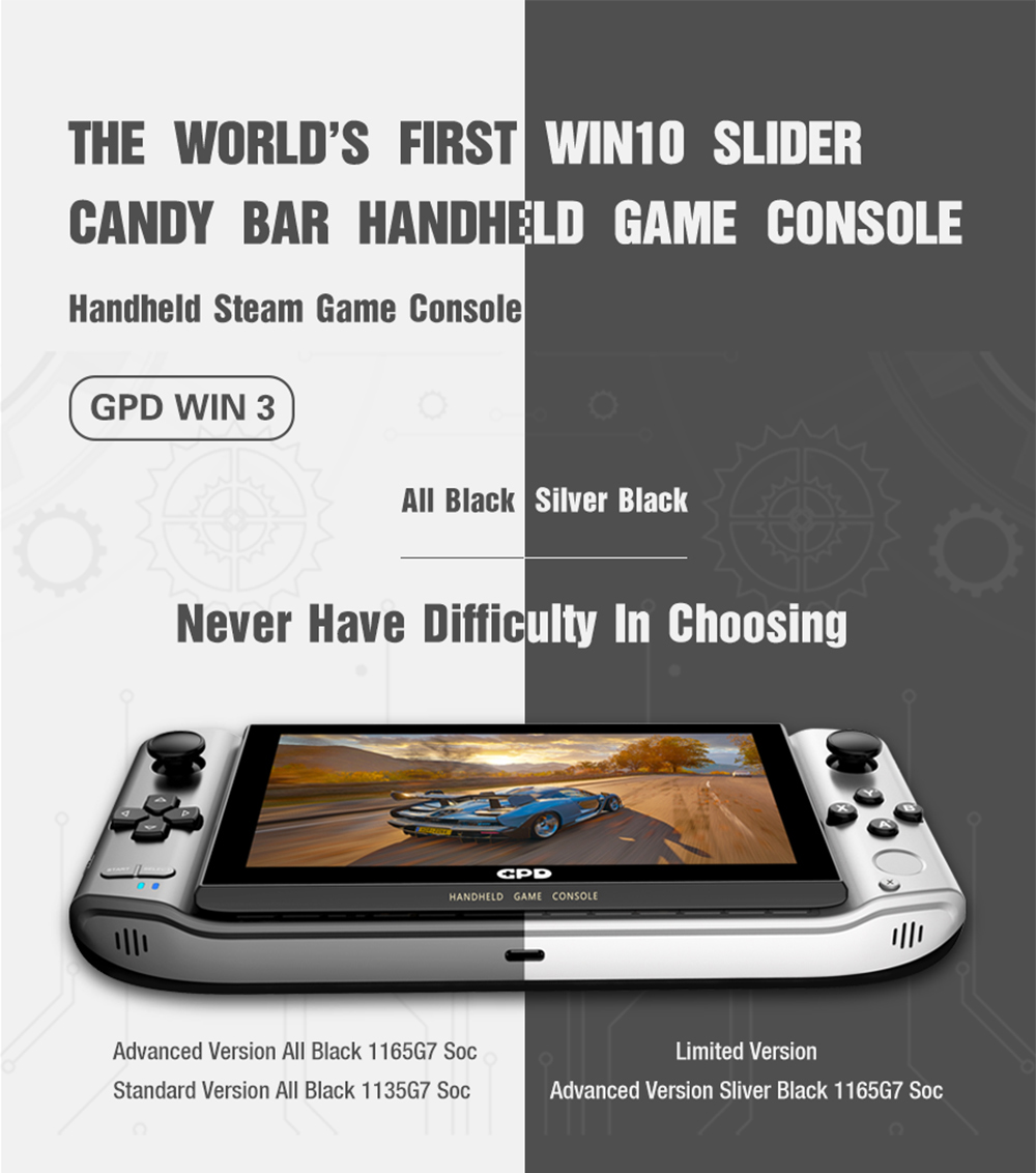 GPD WIN 3 Game Console PC 5.5 Inch Intel Core i7-1195G7 16GB 1TB