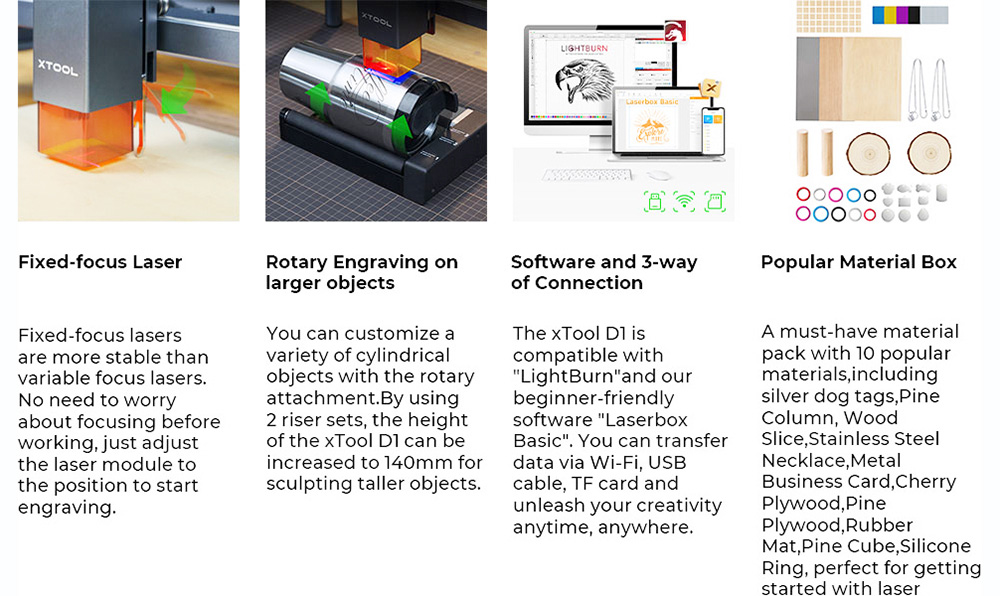 Makeblock xTool D1 10W Laser Engraver Cutter With Rotary Attachment