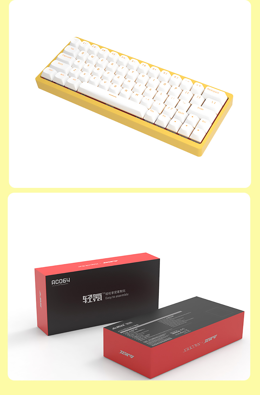AJAZZ AC064 RGB Mechanical Keyboard Banana&Clear Switch