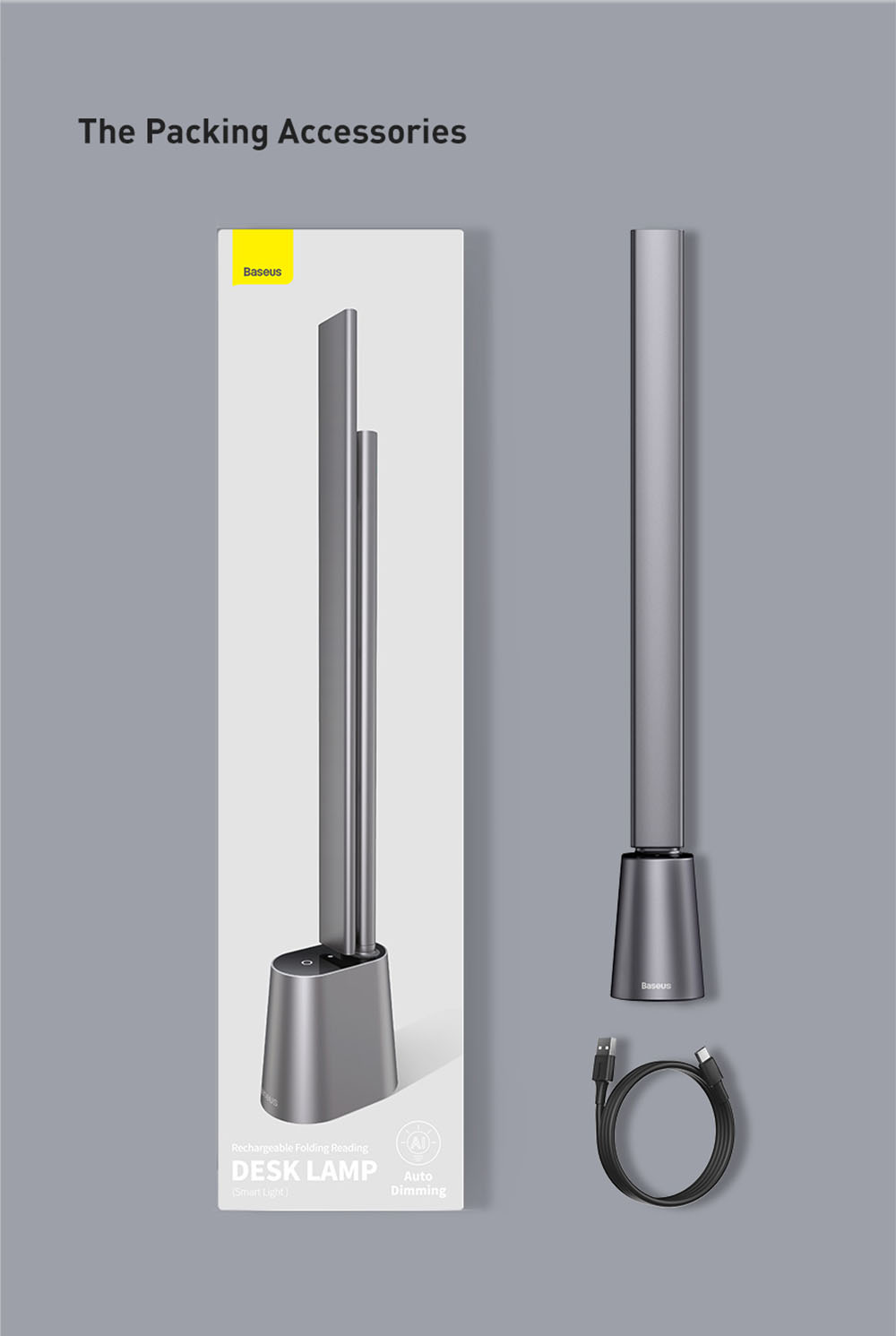 Baseus LED Smart Foldable Desk Lamp Gray