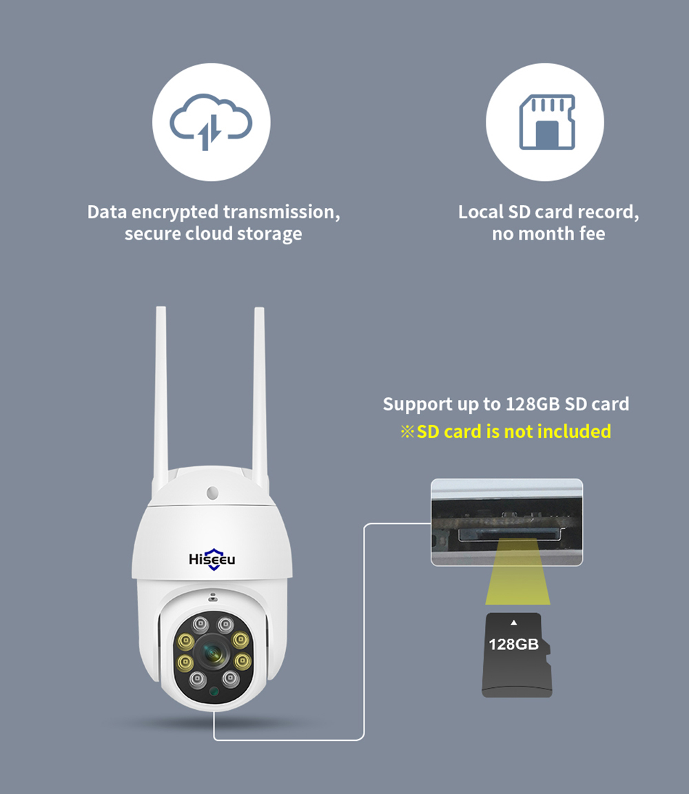 Hiseeu 3MP Wireless PTZ Speed Dome IP Camera