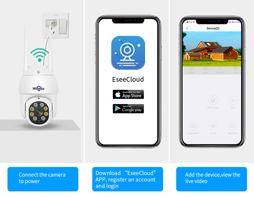 Hiseeu 3MP Wireless PTZ Speed Dome IP Camera