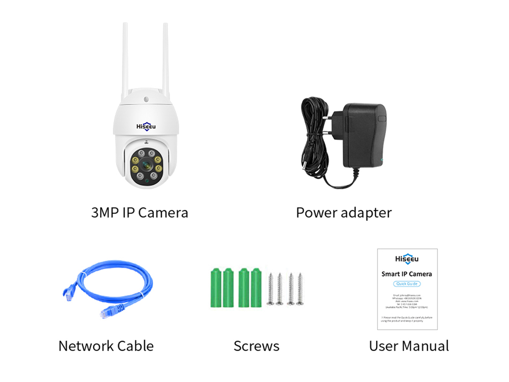 Hiseeu 3MP Wireless PTZ Speed Dome IP Camera