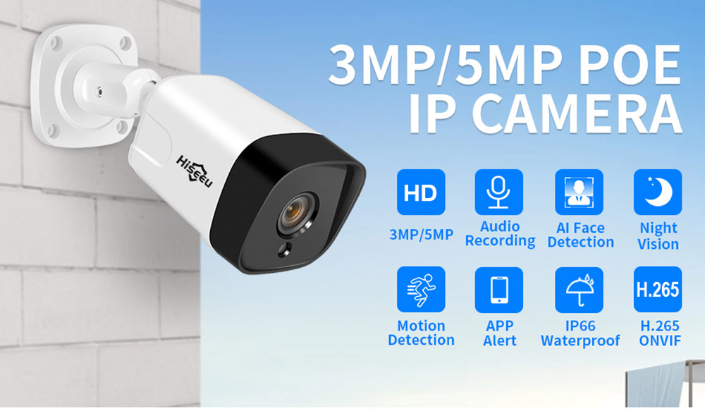 Hiseeu 5MP Surveillance POE IP Camera