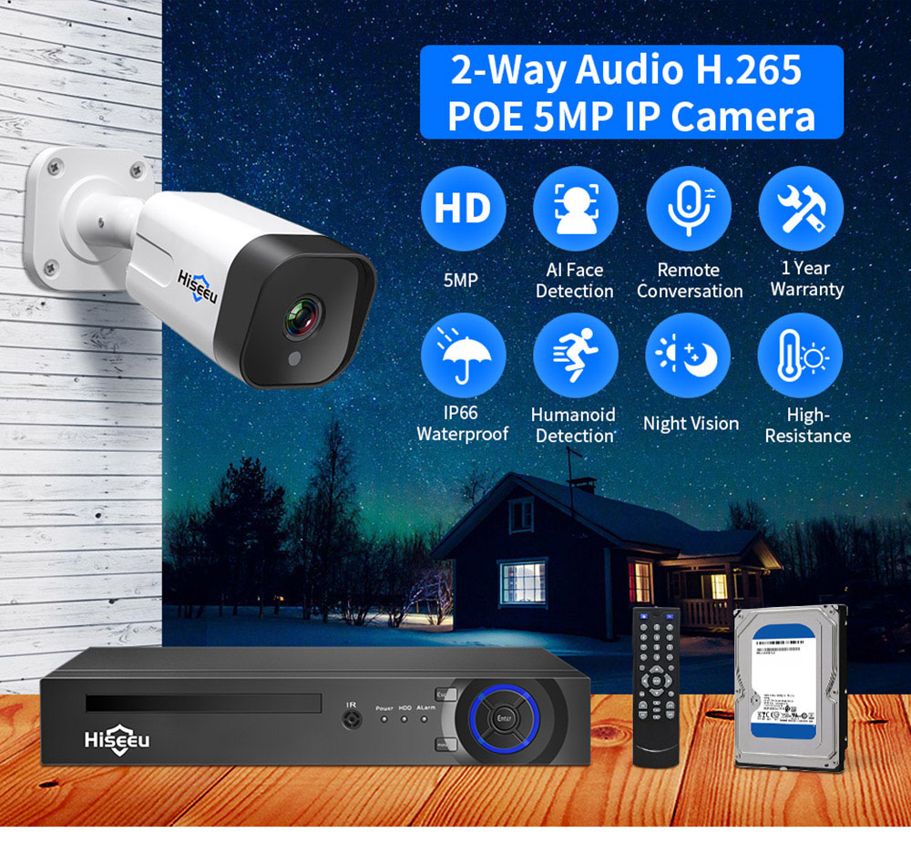 Hiseeu IP POE 5MP CCTV Security Surveillance Camera