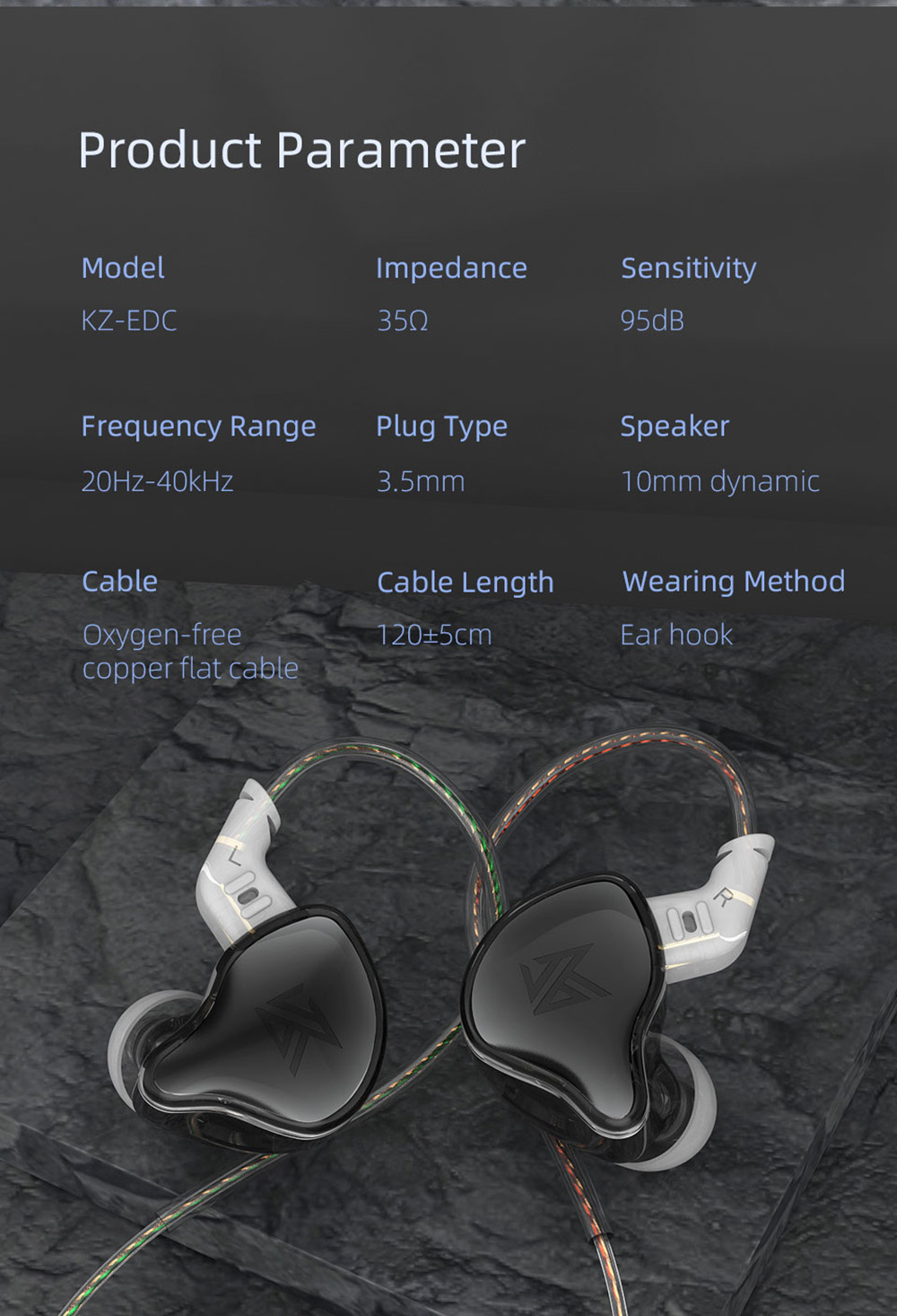 KZ EDC Wired Earphones HiFi Noise Cancelling with Mic Colorful