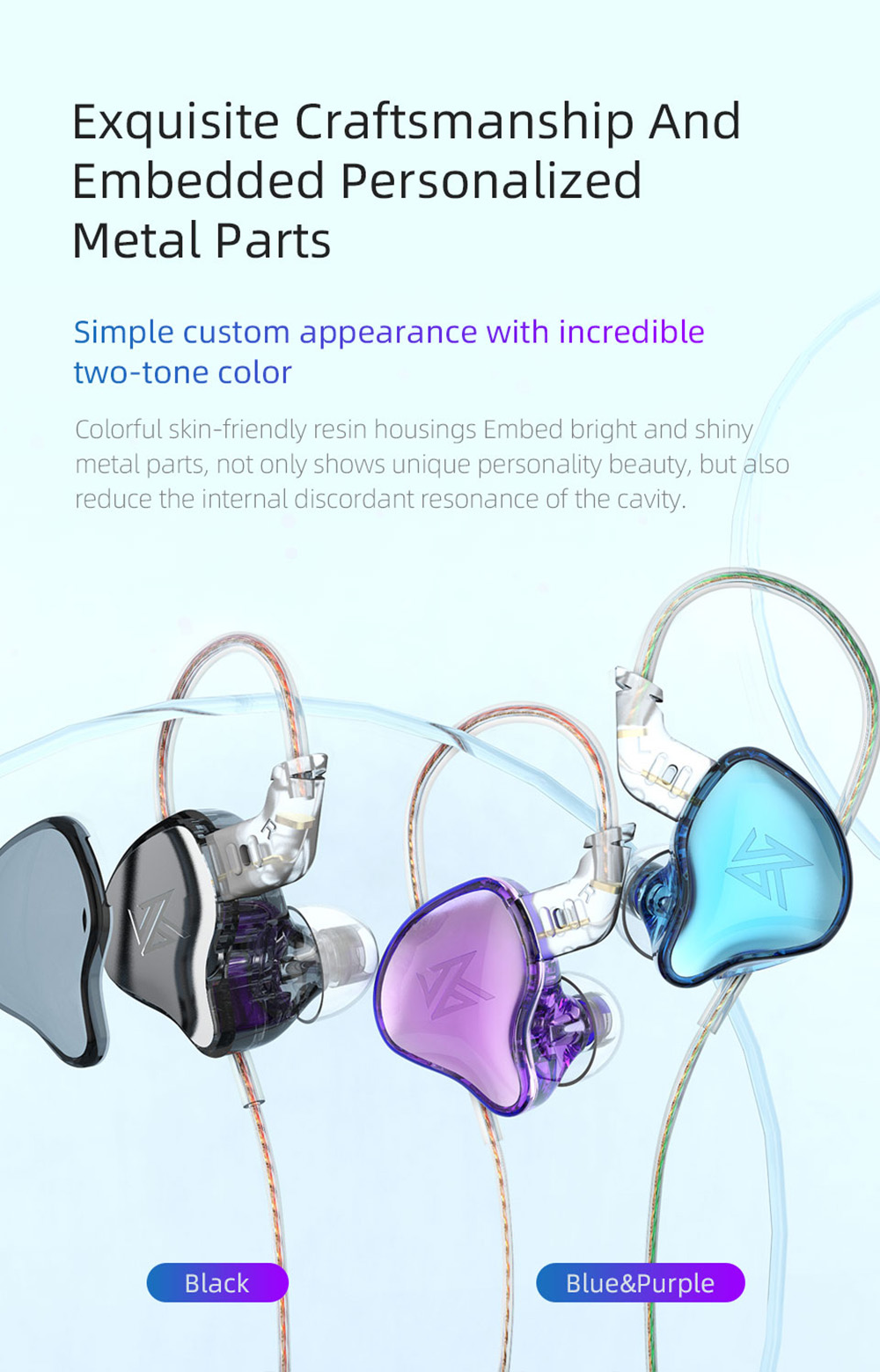 KZ EDC Wired Earphones HiFi Noise Cancelling with Mic Colorful