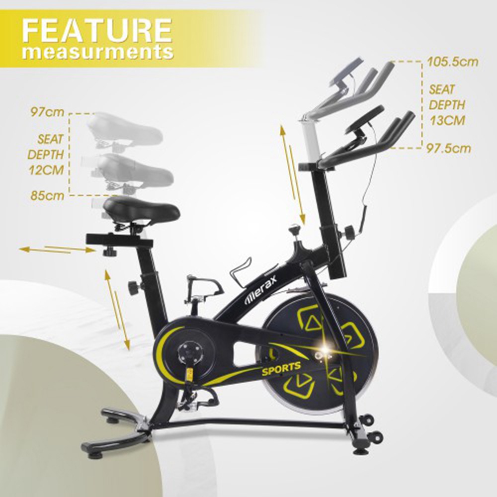 Merax Exercise Bike LCD Console Adjustable Seat Handleb Black Yellow