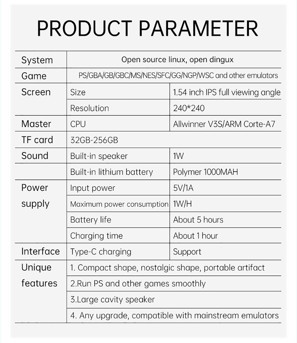 POWKIDDY Q36 Mini Handheld Game players 32GB Red