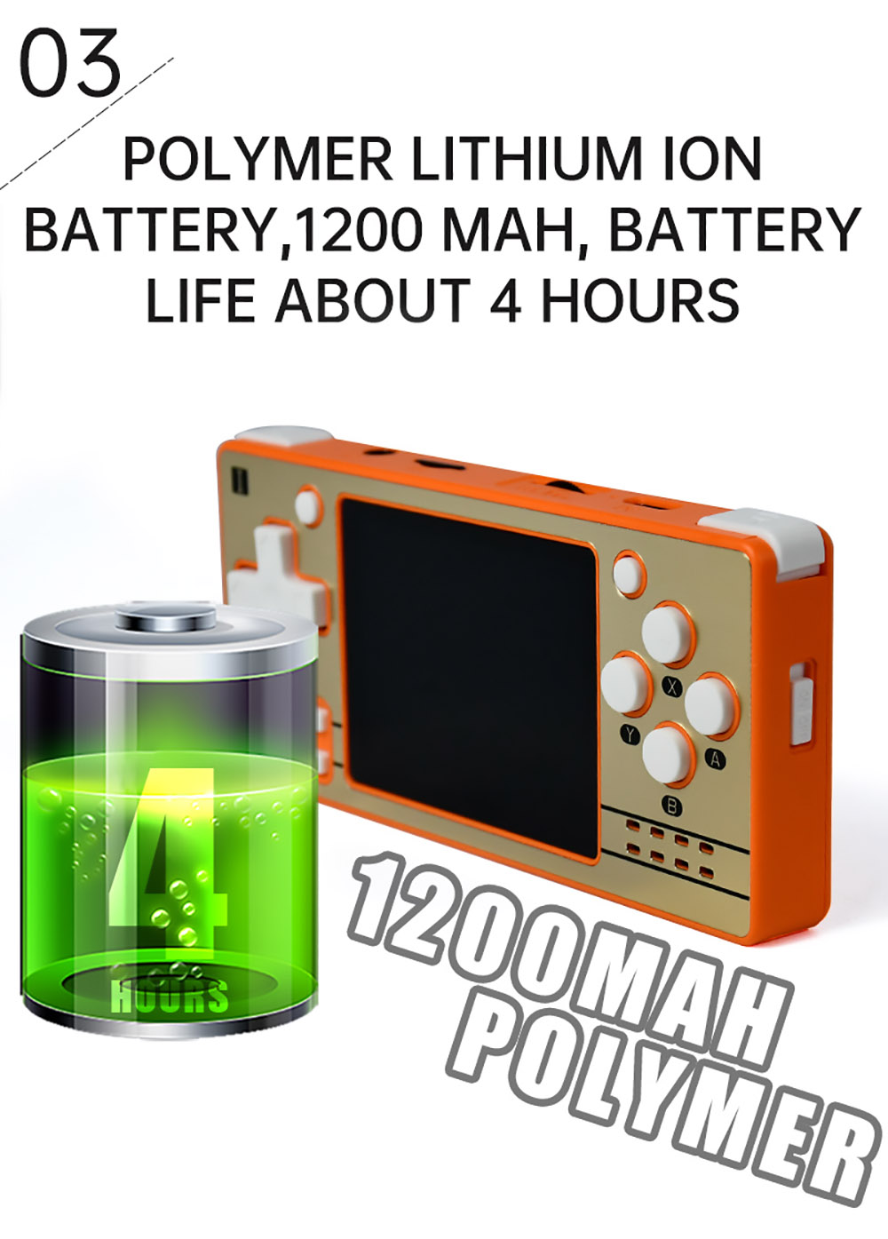 Powkiddy Q20 Mini Handheld Video Game Consoles 16GB Orange