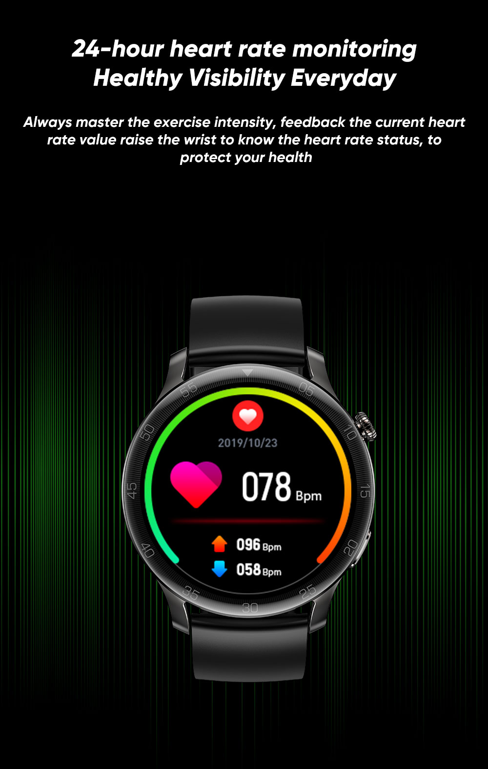 SENBONO MAX2 Smartwatch for Men Black Leather