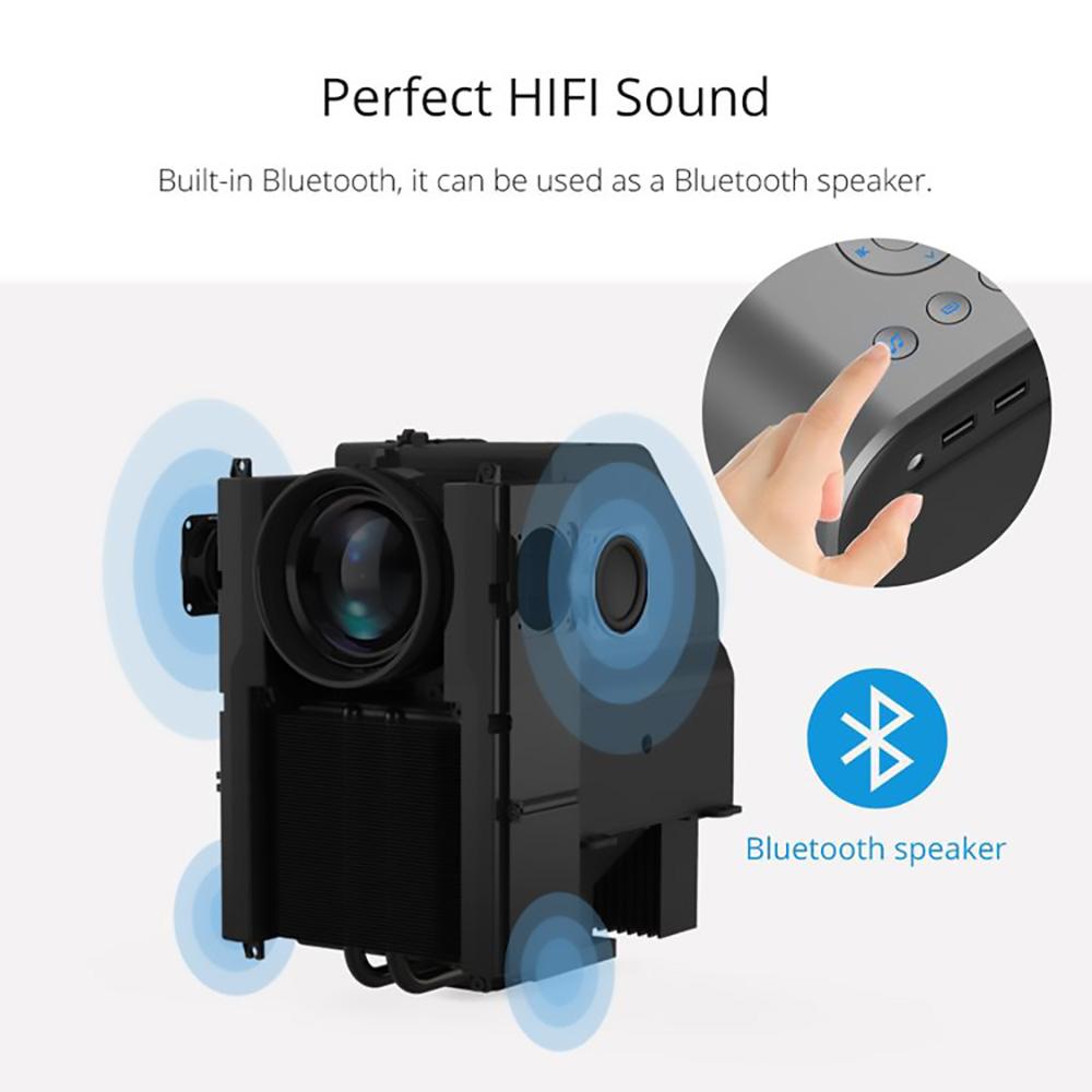 ZZV M6 LCD Projector Auto Focusing 600ANSI Lumens 1080P White