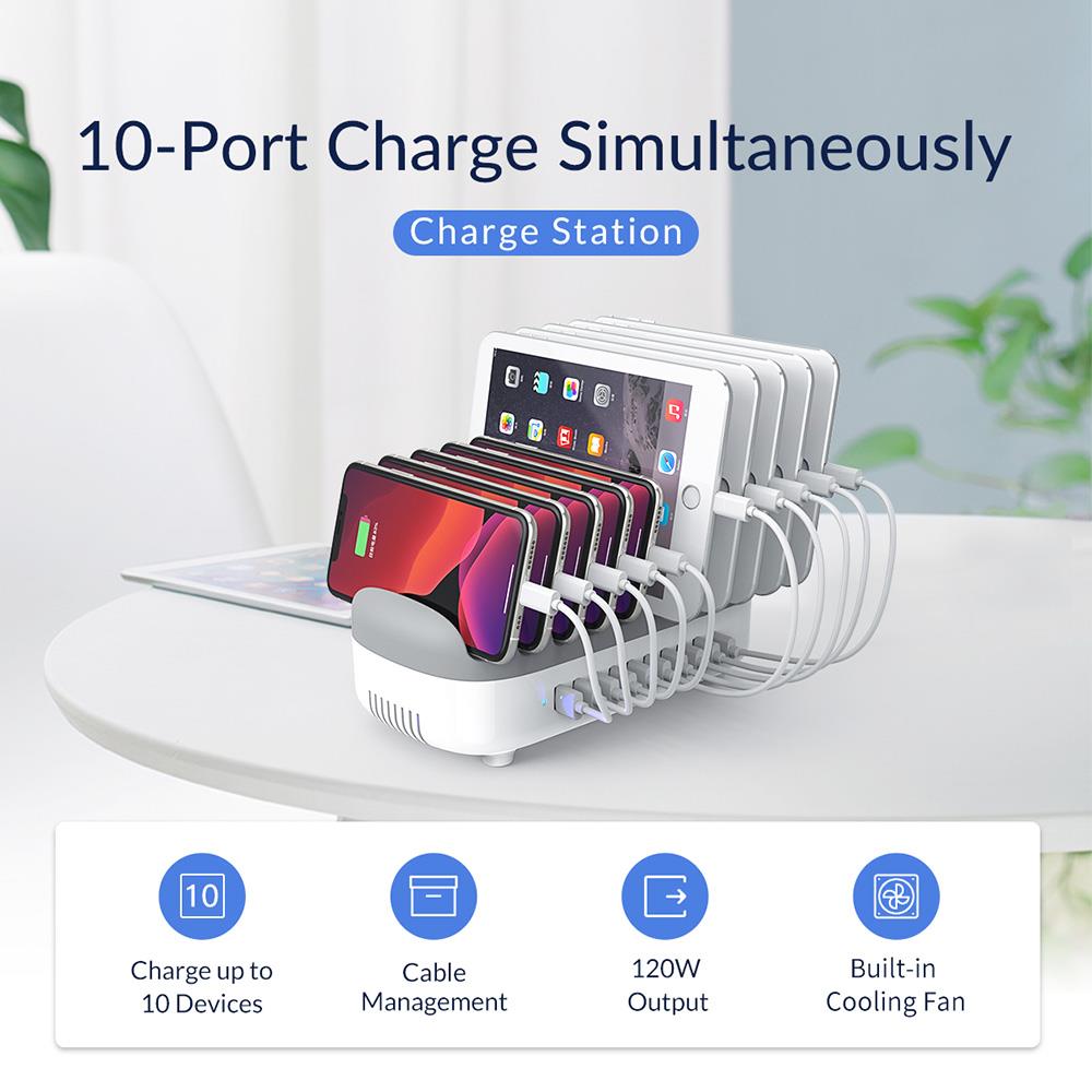 ORICO DUK-10P-US-BK 120W 10 Port USB Smart Desktop Charging Station