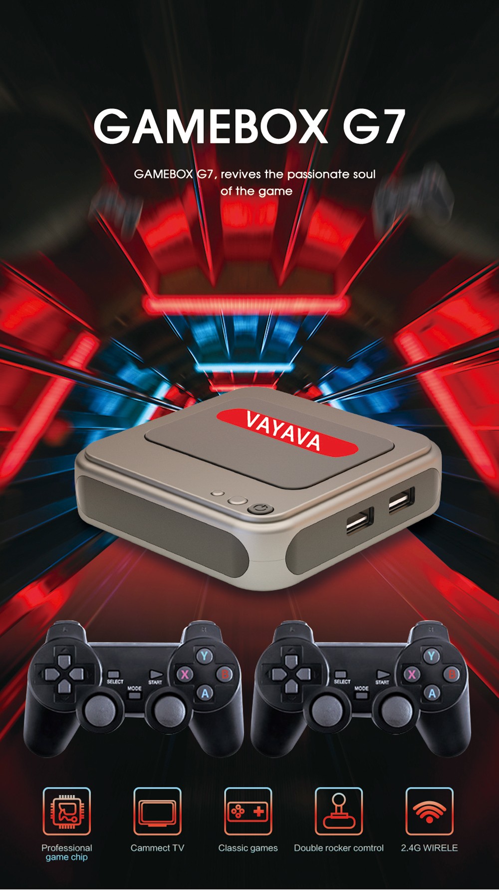 GAMEBOX G7 32GB Retro Game Console with 2 Gamepads