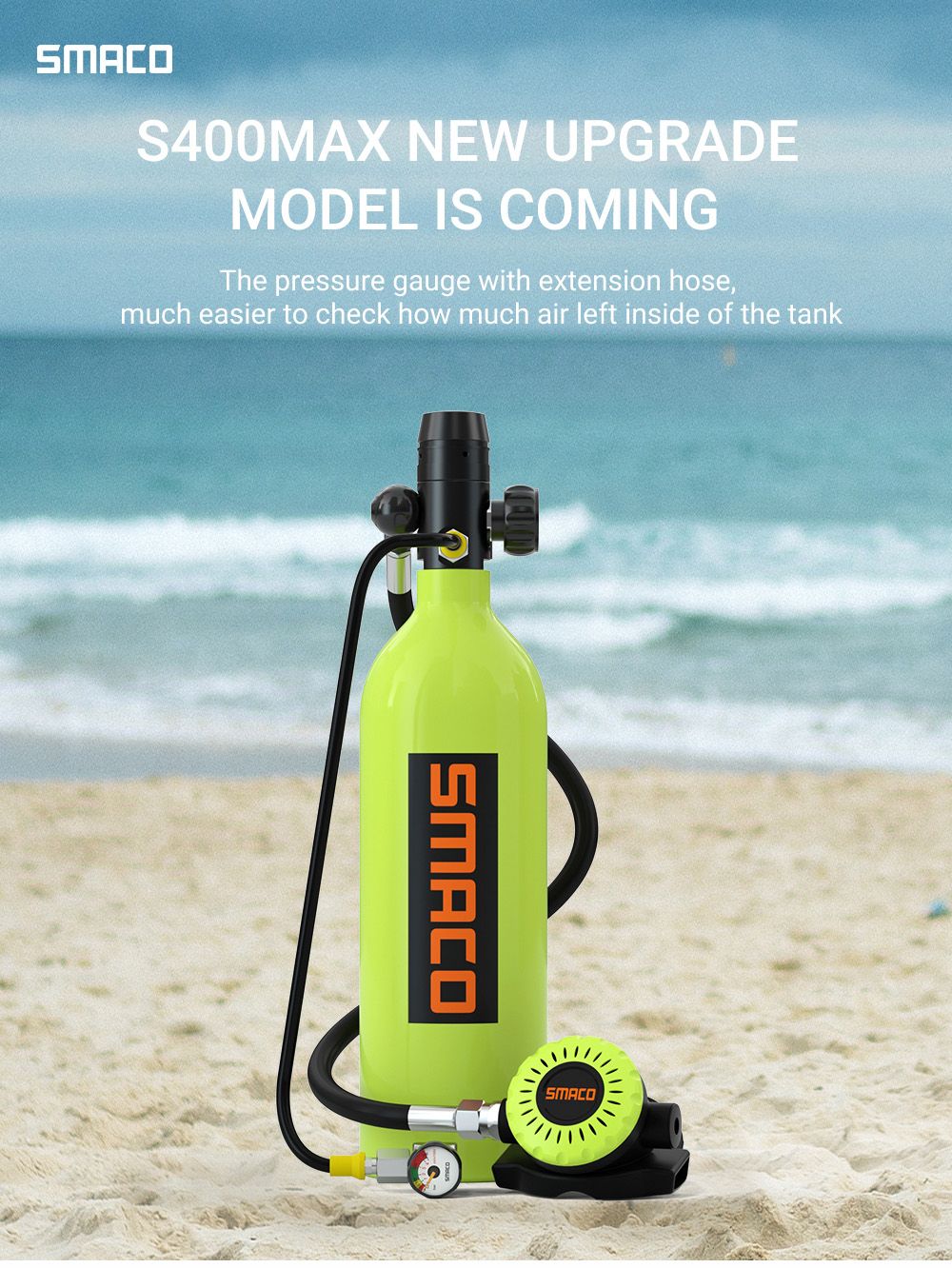 SMACO S400MAX Scuba Tank Diving Gear for Diver 1L Black