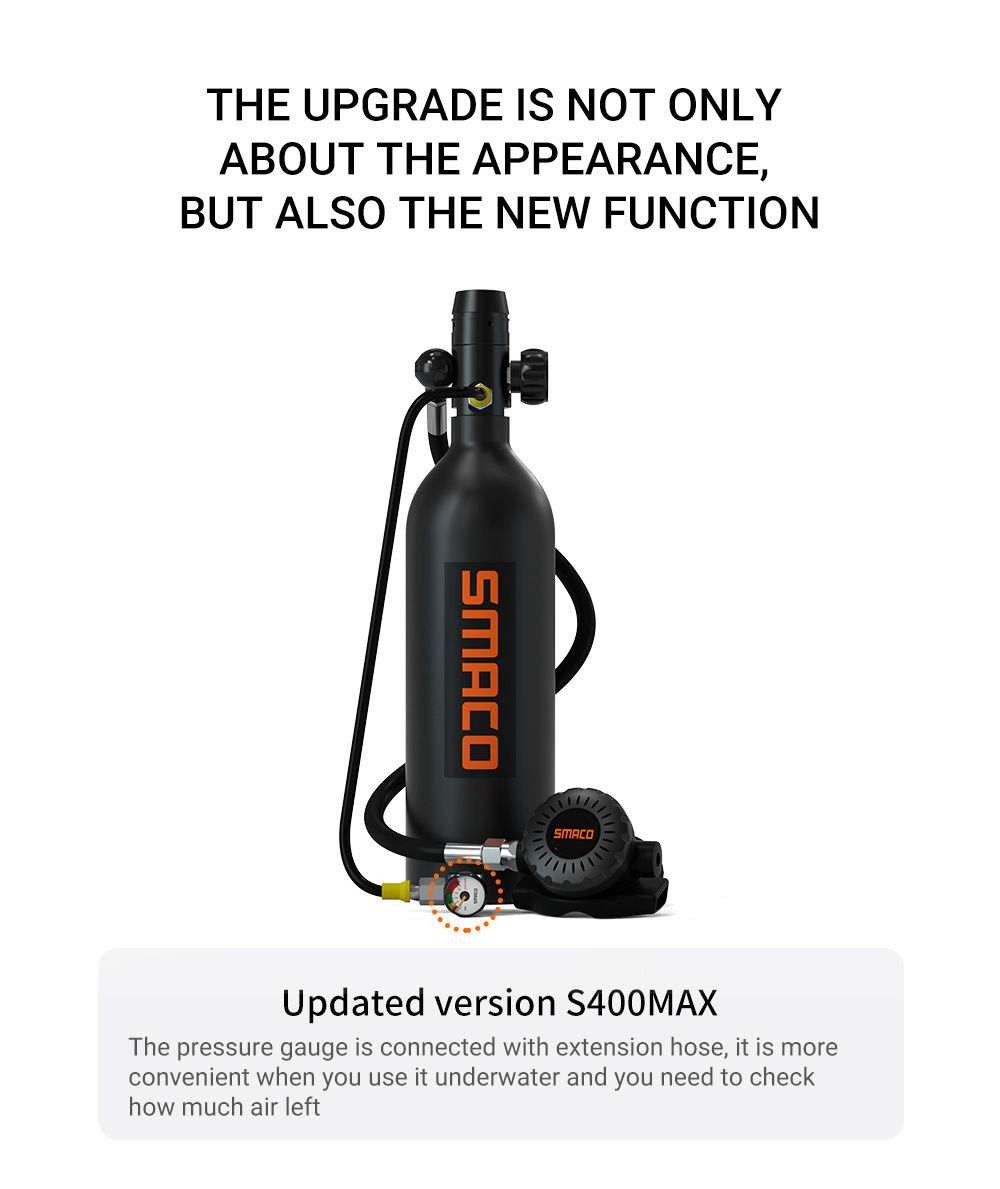 SMACO S400MAX Scuba Tank Diving Gear for Diver 1L Green