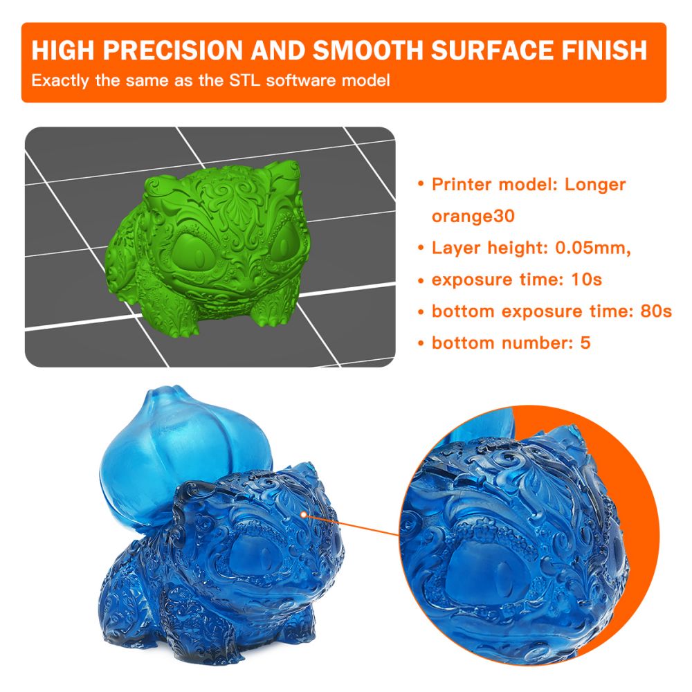 ERYONE 3D Printer Standard Resin Super Low Odor Clear Blue